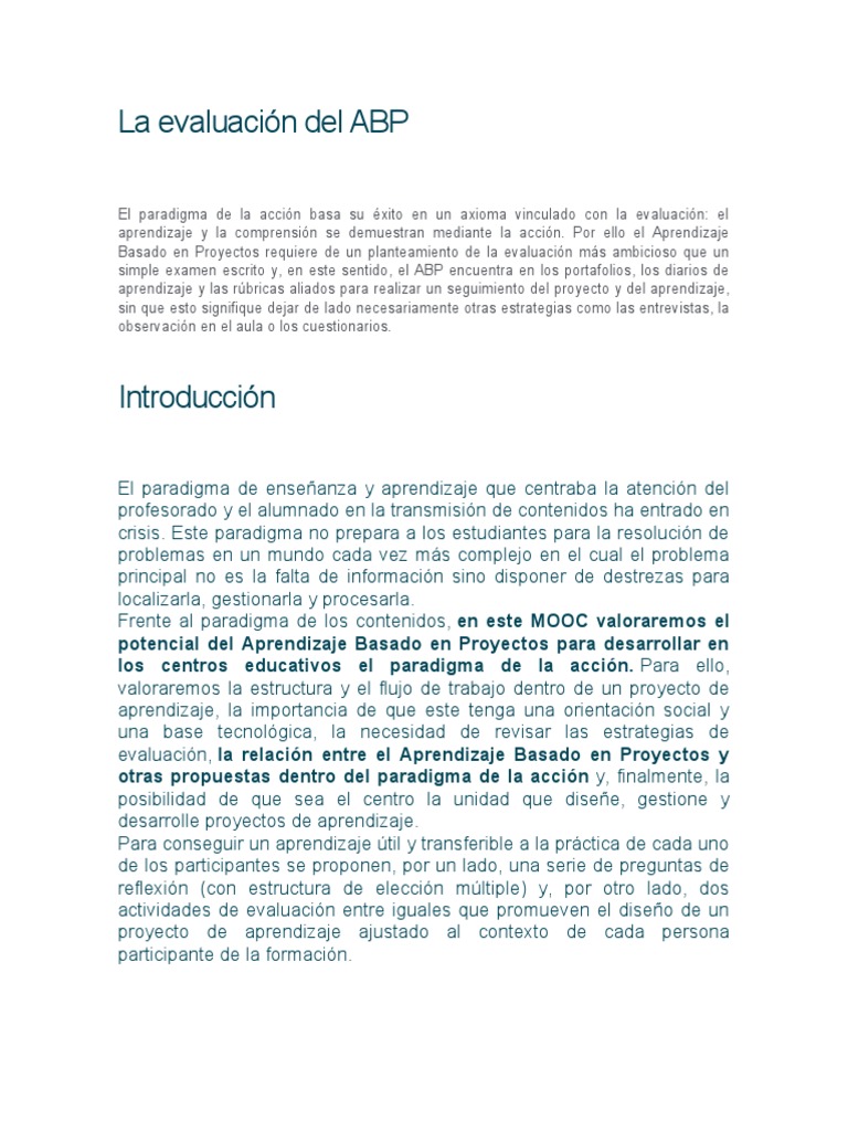 Curso ABP - 4 | PDF | Evaluación | Prueba (evaluación)