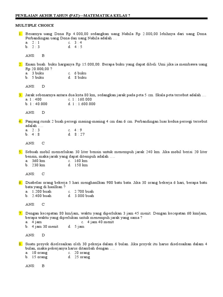 SOAL PAT Genap Kelas 7 TH 2022 | PDF | Metode & Bahan Ajar