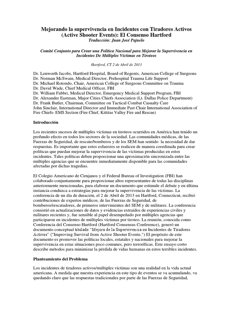 Consenso Hartford I Mejorando La Supervivencia en Incidentes Con ...