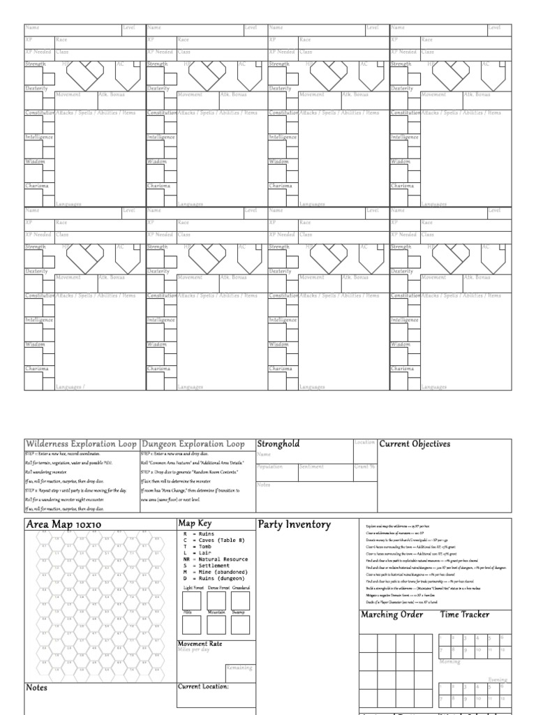 Hexcrawl Adventure Party Sheet r1 | PDF
