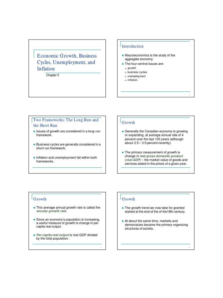 Economic Growth, Business Cycles, Unemployment, and Inflation | PDF
