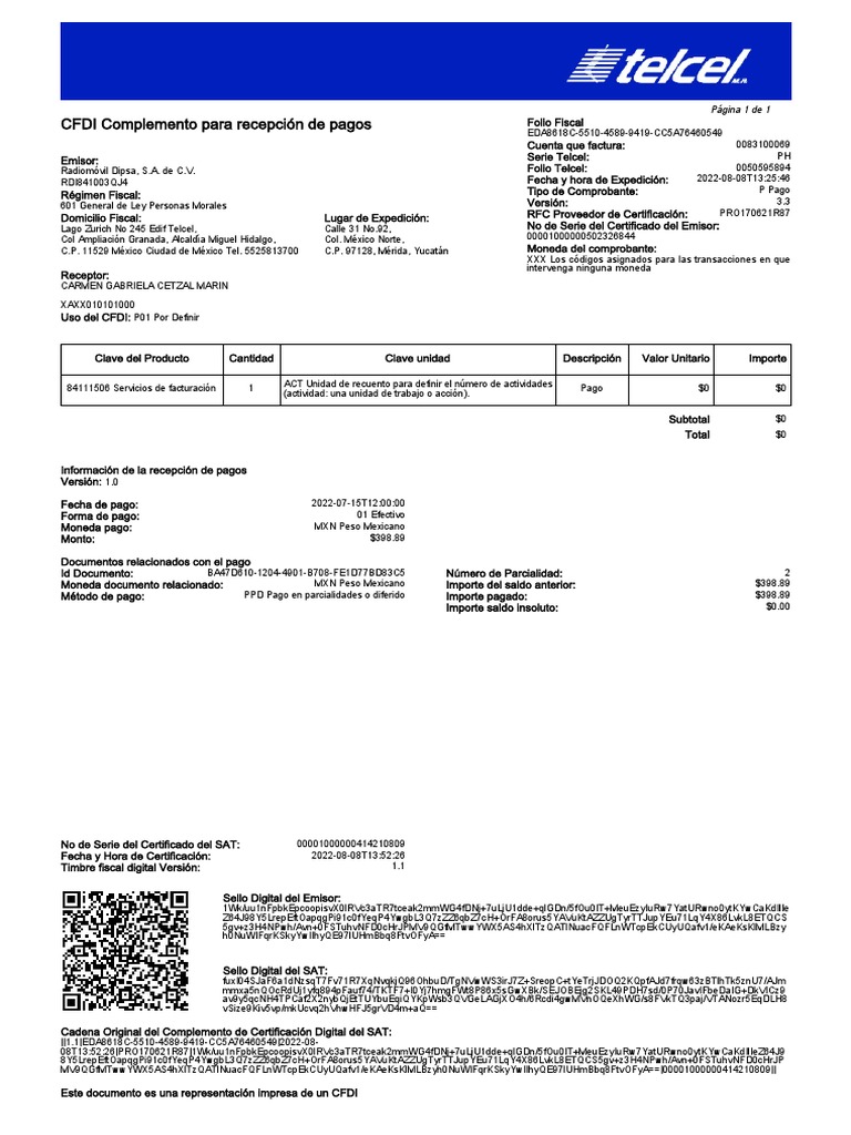 Cfdi 0 | PDF | Pagos