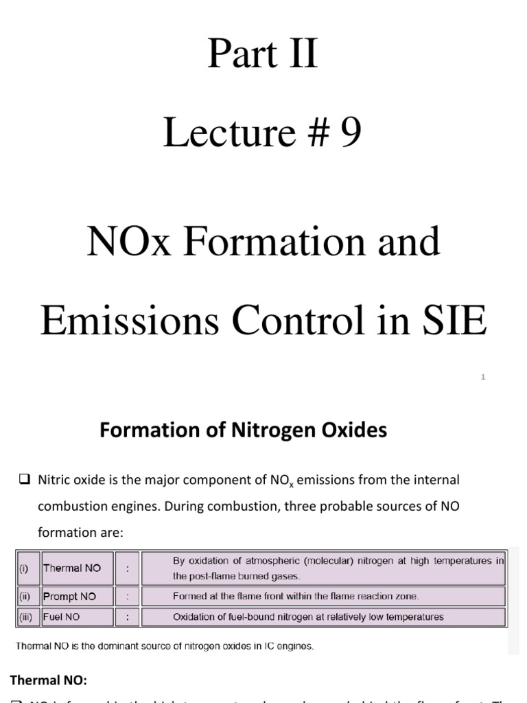 NOx Formation & Control in Engines | PDF | Internal Combustion Engine | Combustion
