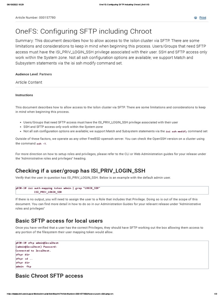OneFS - Configuring SFTP Including Chroot - Dell US | PDF | Superuser ...
