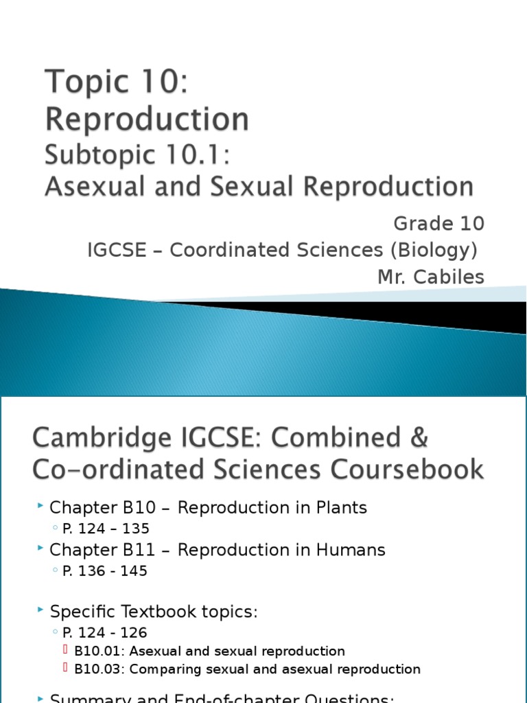 Topic 10.1 Asexual and Sexual Reproduction | PDF | Sex | Reproduction