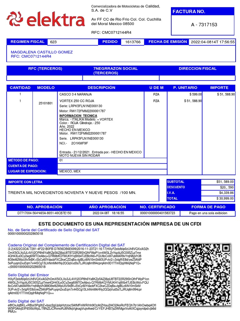 Ficha Técnica Italika Vortex 250 | PDF | Motociclismo