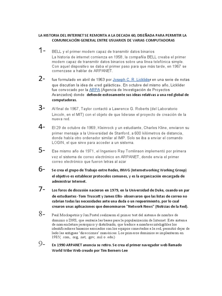 La Historia Del Internet | PDF | Red mundial | Internet y web