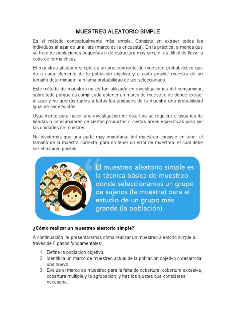 Guía del Muestreo Aleatorio Simple | PDF | Muestreo (Estadísticas ...