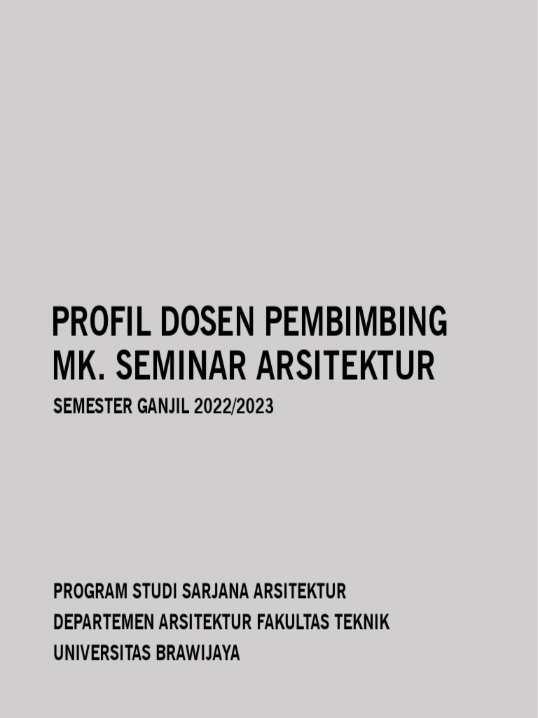 Profil Dosen Arsitektur UB 2022/2023 | PDF