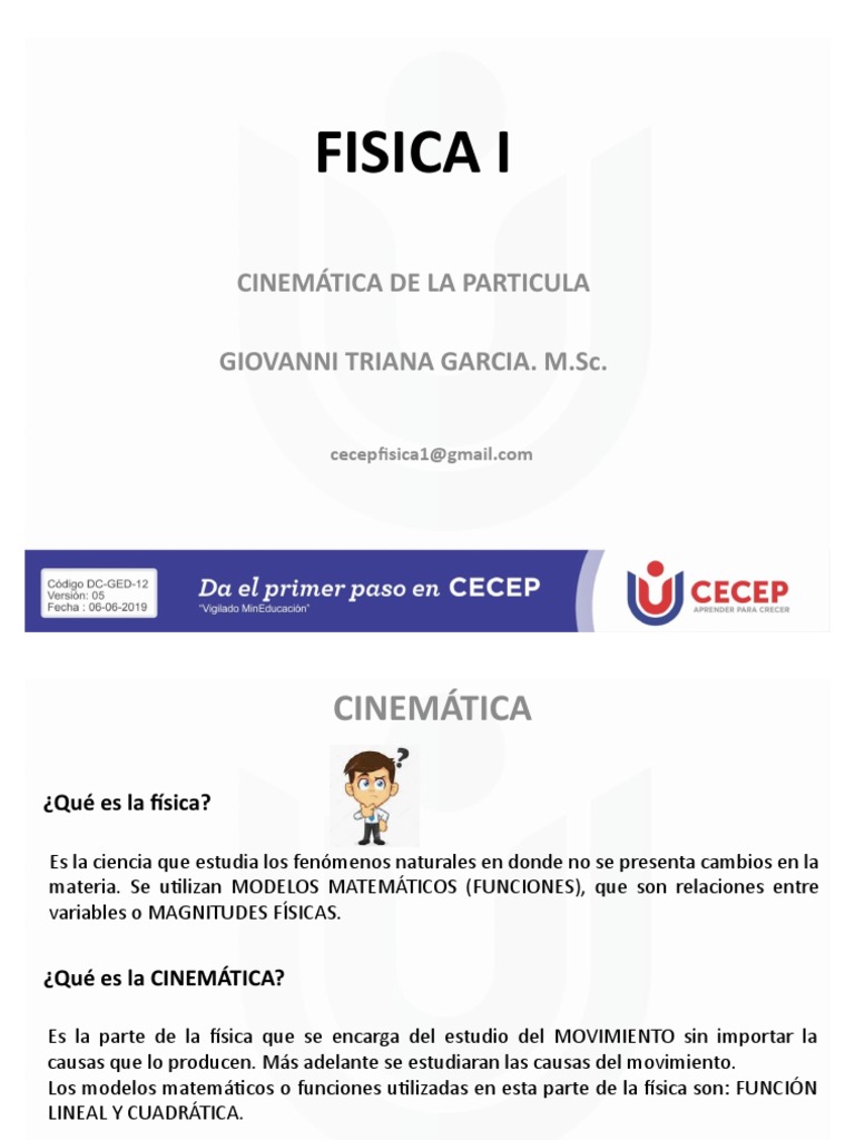 3 1 Cinematica 1 D Eje X | PDF | Cinemática | Aceleración