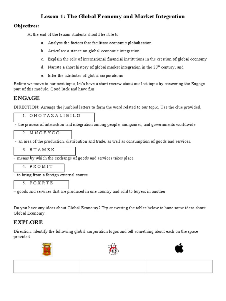 Global Economy Module | PDF | Globalization | Multinational Corporation