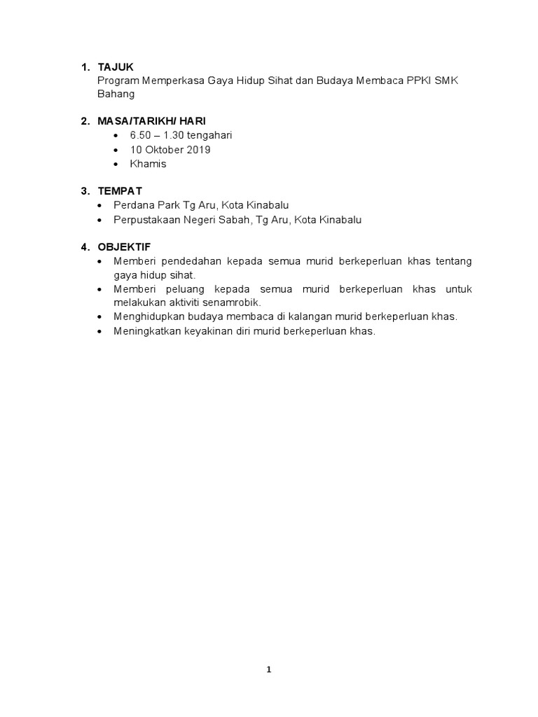 Kertas Kerja Lawatan TG Aru | PDF