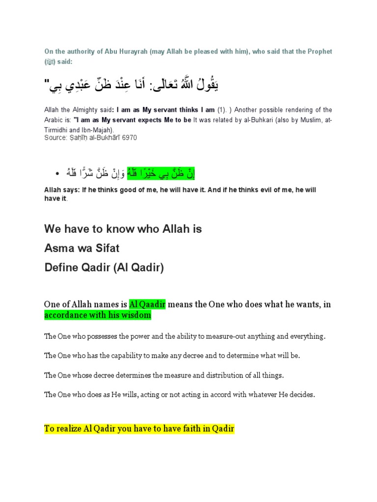 Allah Is Al Qadir | PDF | God In Islam | Religious Belief And Doctrine