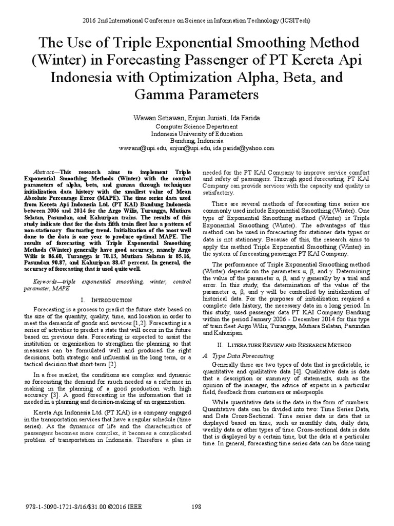1. the Use of Triple Exponential Smoothing Method | PDF | Forecasting | Stationary Process