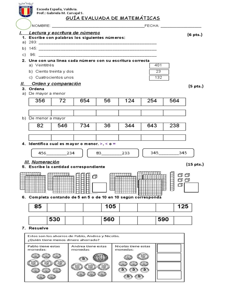 Guía Evaluada de Matemáticas | PDF