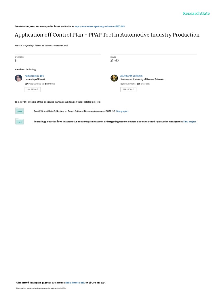Automotive PPAP Control Plans | PDF | Quality Assurance | Specification ...