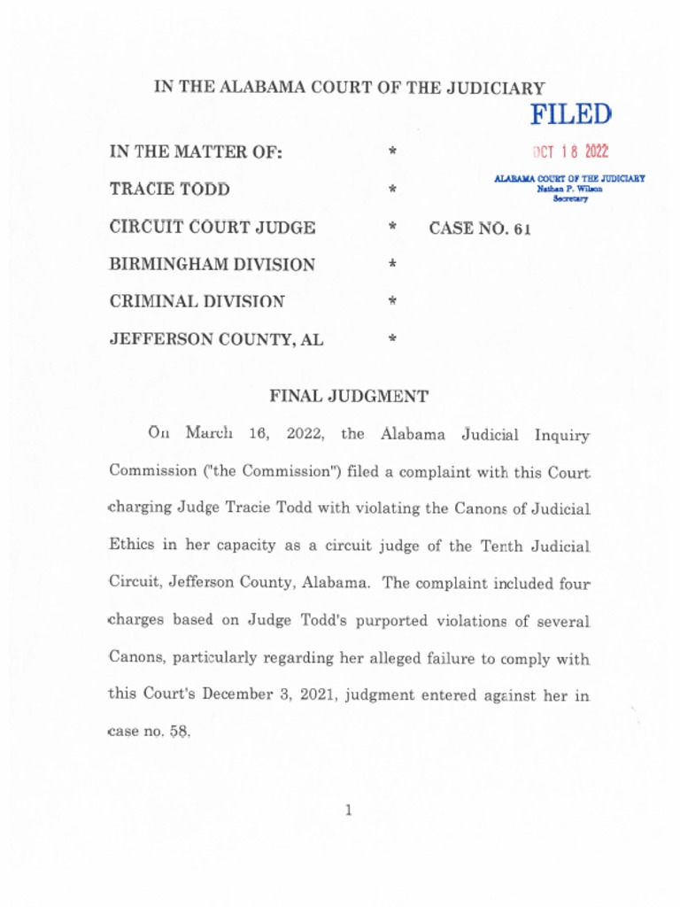 COJ Judgment in Tracie Todd Case | PDF