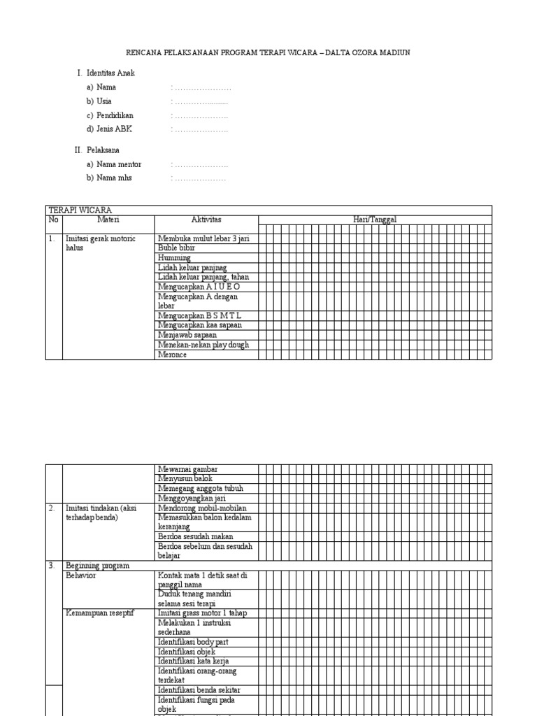 Program Terapi Wicara | PDF