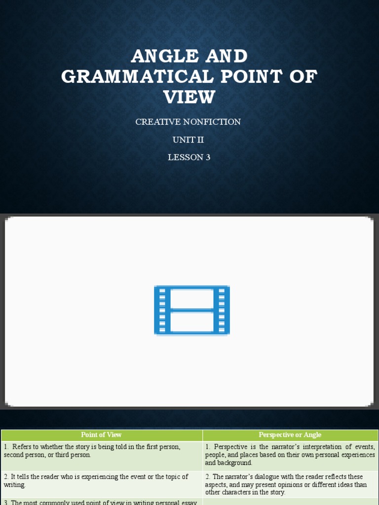 Lesson 3 Angle and Grammatical Point of View | PDF | Narration