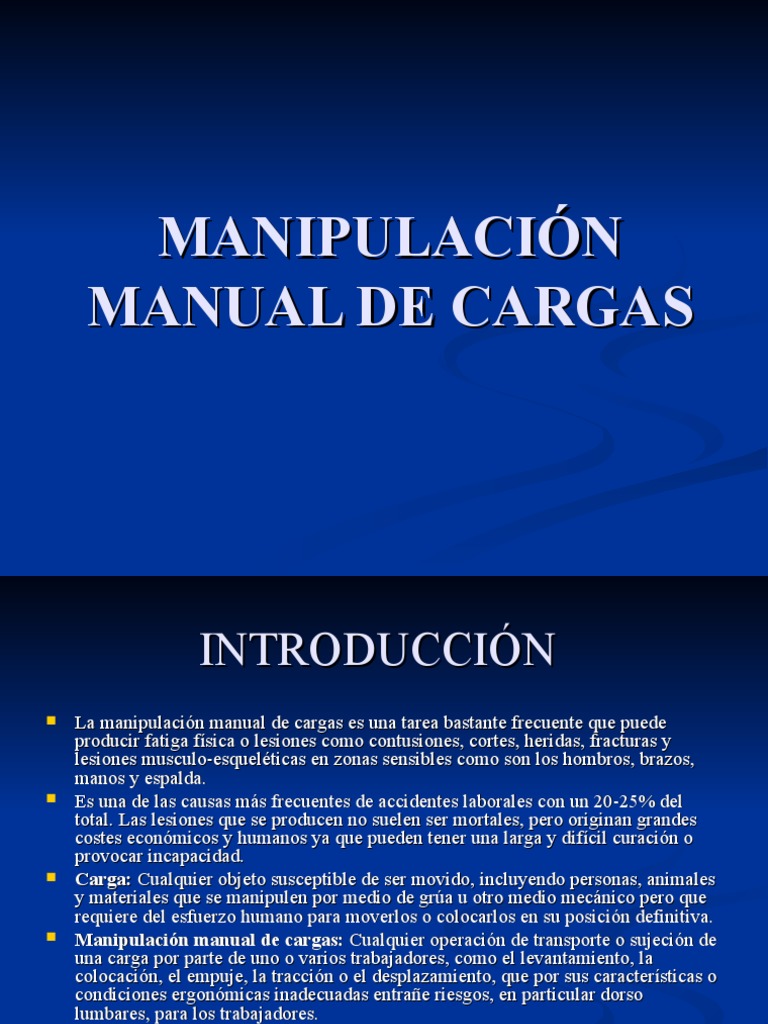 Cargas Manuales | PDF | Factores humanos y ergonomía