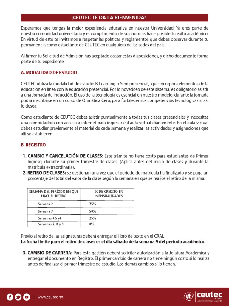 Información sobre matrícula en CEUTEC | PDF