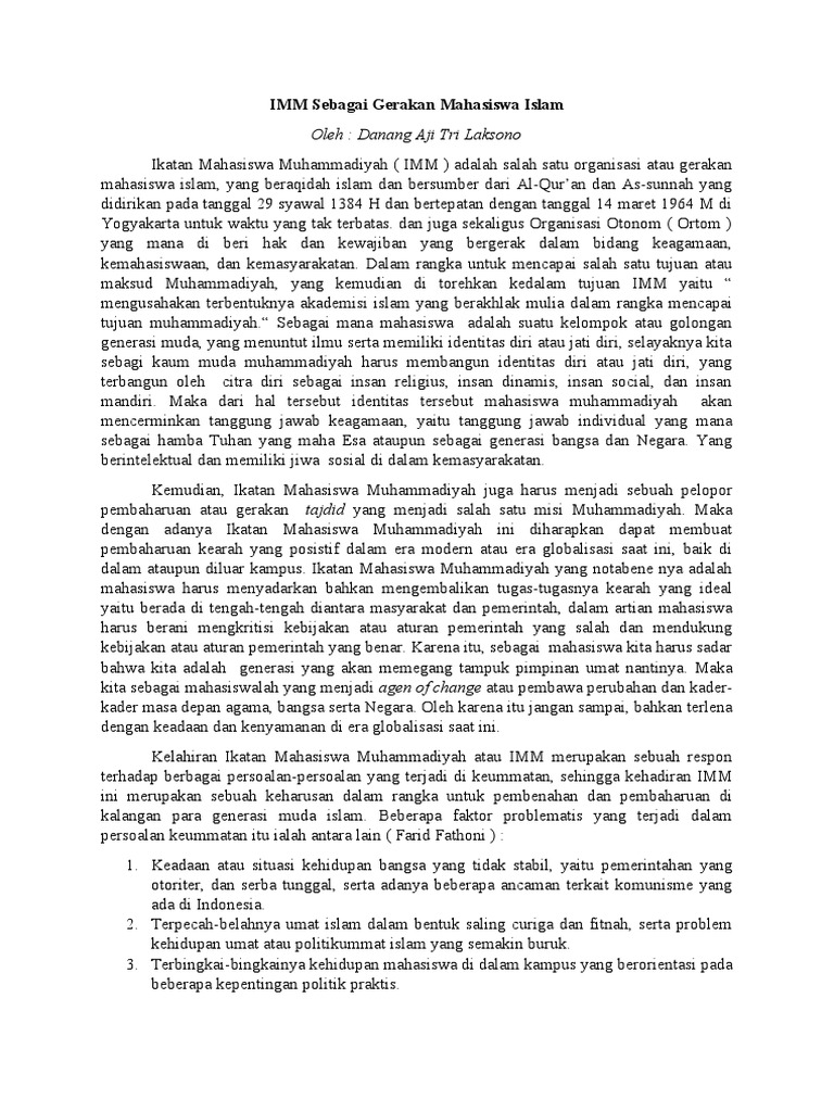 Imm Sebagai Gerakan Mahasiswa Islam Pdf 