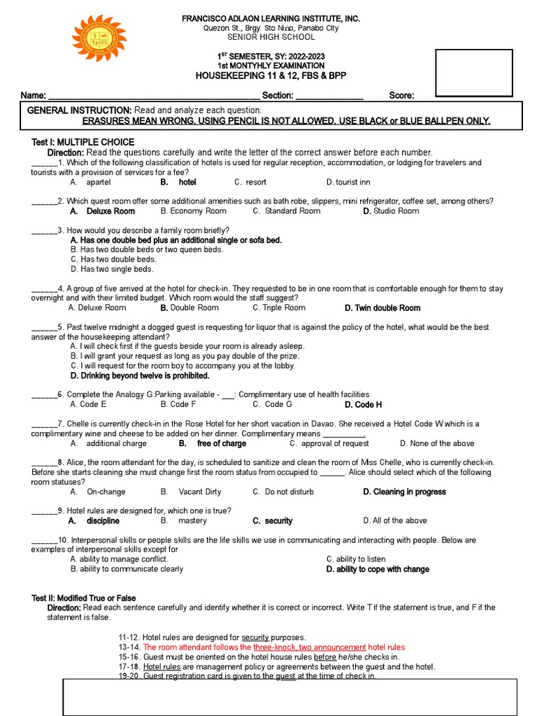 HOUSEKEEPING | PDF | Communication | Nonverbal Communication