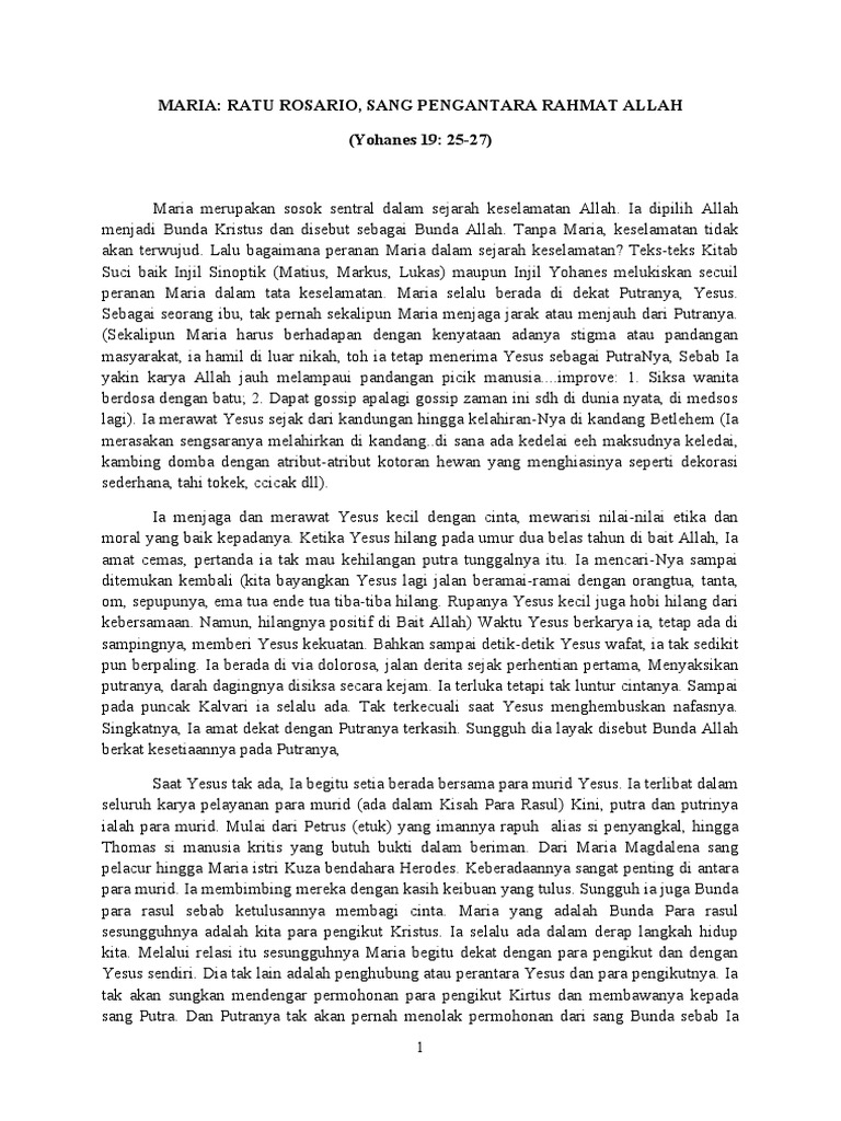 Maria: Ratu Rosario, Perantara Rahmat Allah | PDF