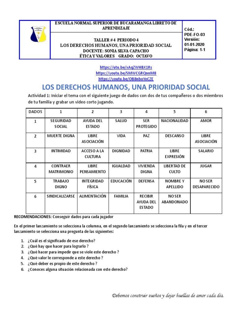 Taller de Derechos Humanos en Secundaria | PDF | Derechos humanos ...