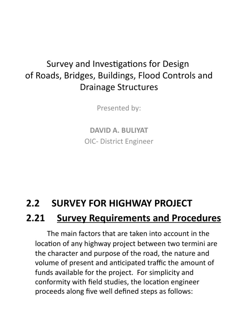 Highway Project Survey Guidelines | PDF | Surveying | Topography
