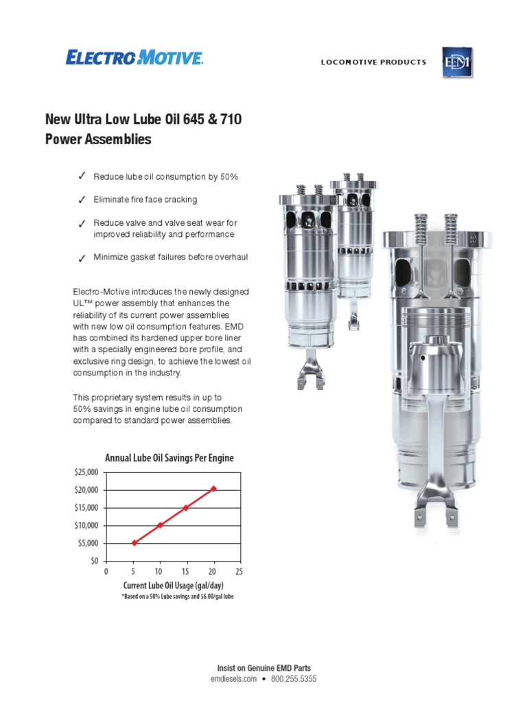 EMD OEM UltraLow Lube Oil Power Assys 0811 | PDF | Engine Technology | Vehicle Technology