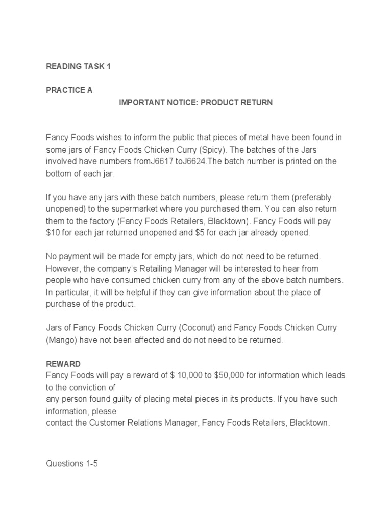 Reading Task 1 | Download Free PDF | Classroom | Credit Card