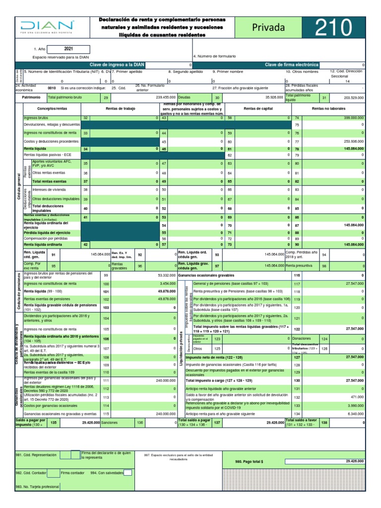 Formulario 210 | PDF | Economias | Pagos