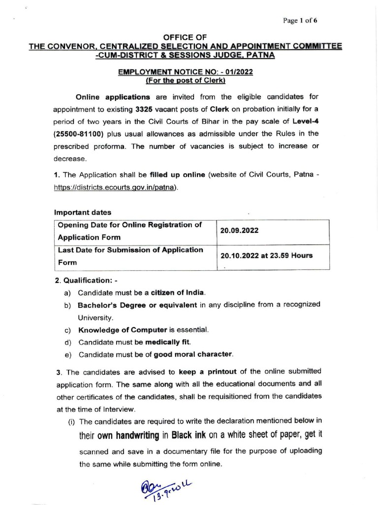 Employment Notice No. 01-2022 | PDF