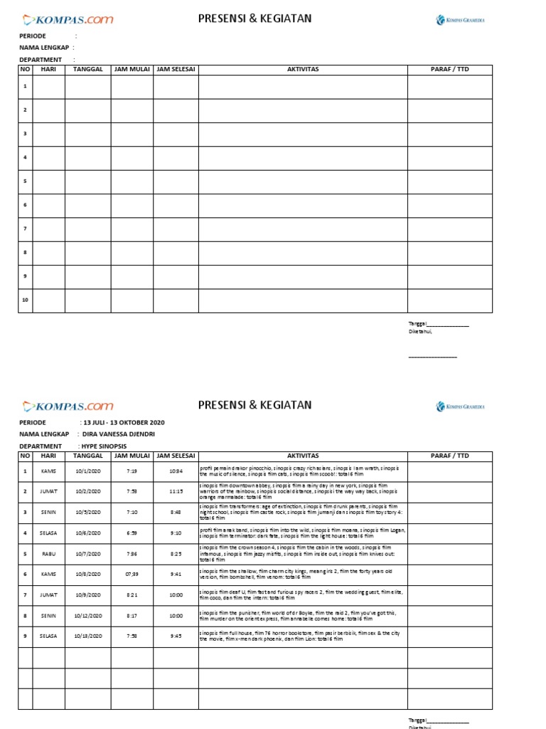 Form Absen | PDF | Games & Activities