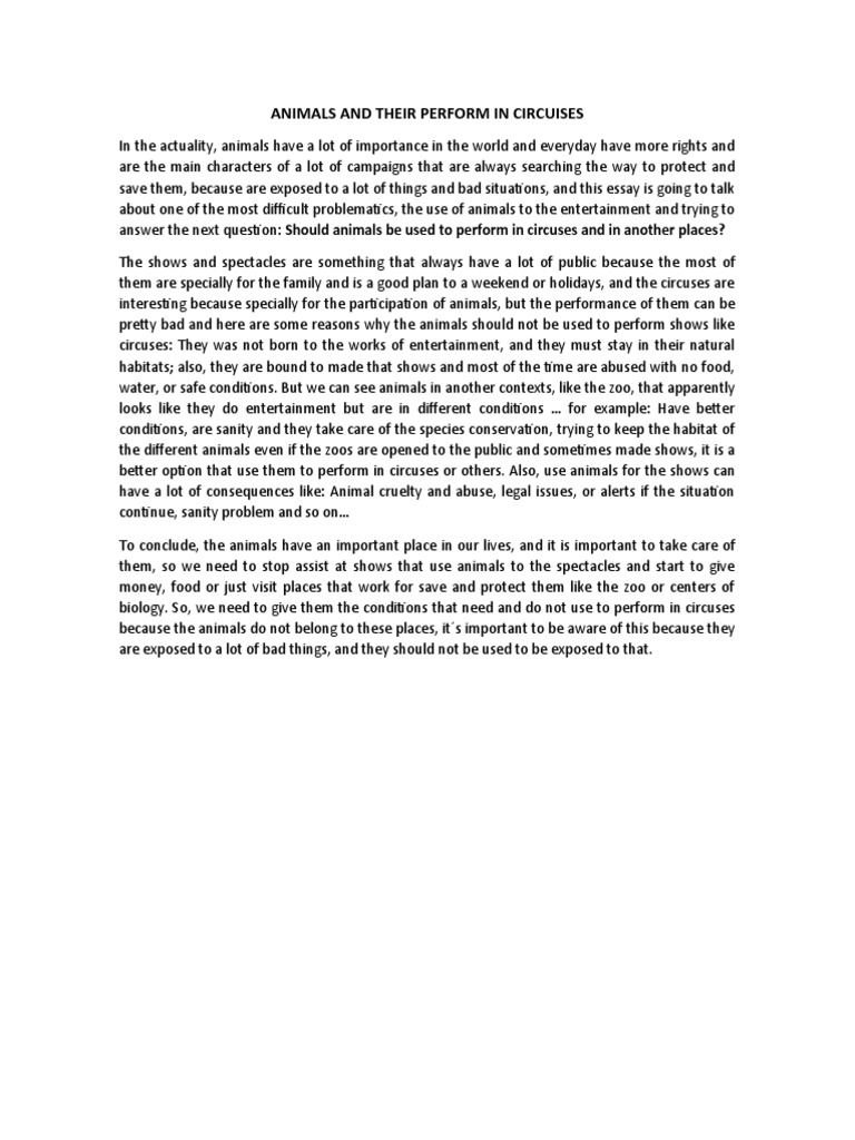 Animals and Their Perform in Circuises | PDF