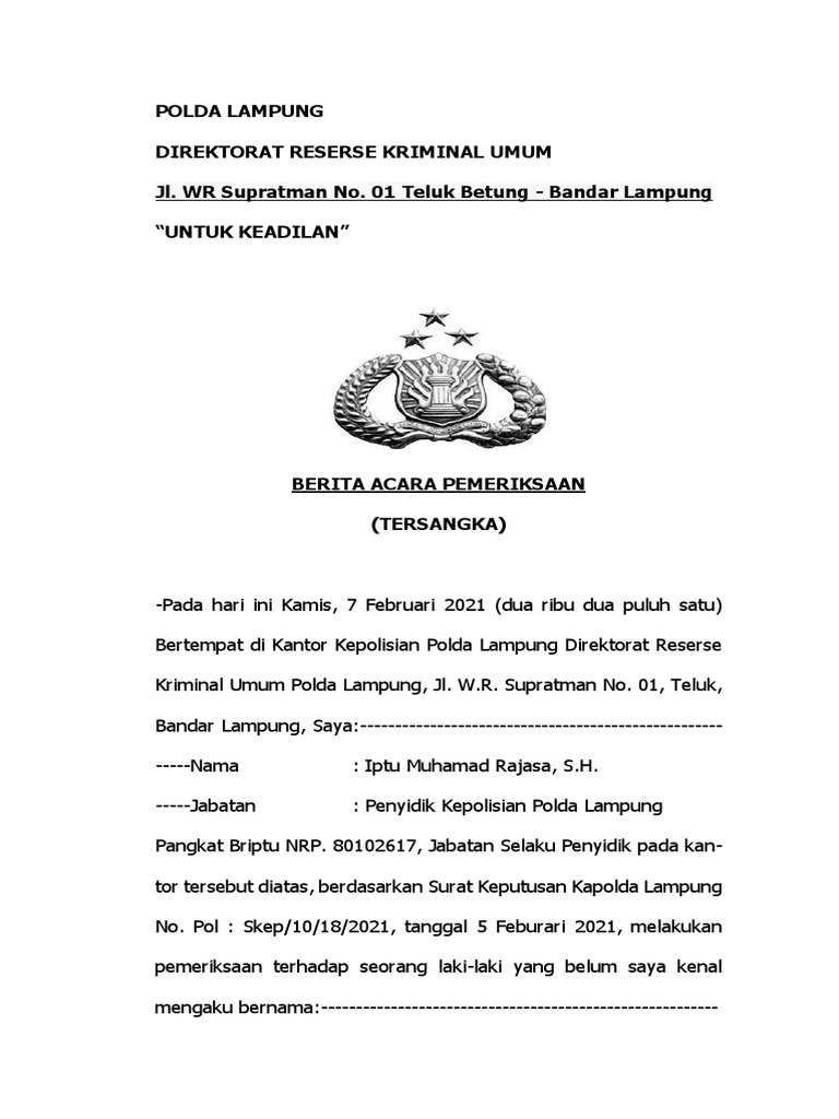 BAP Tersangka Zaky Aslam | PDF