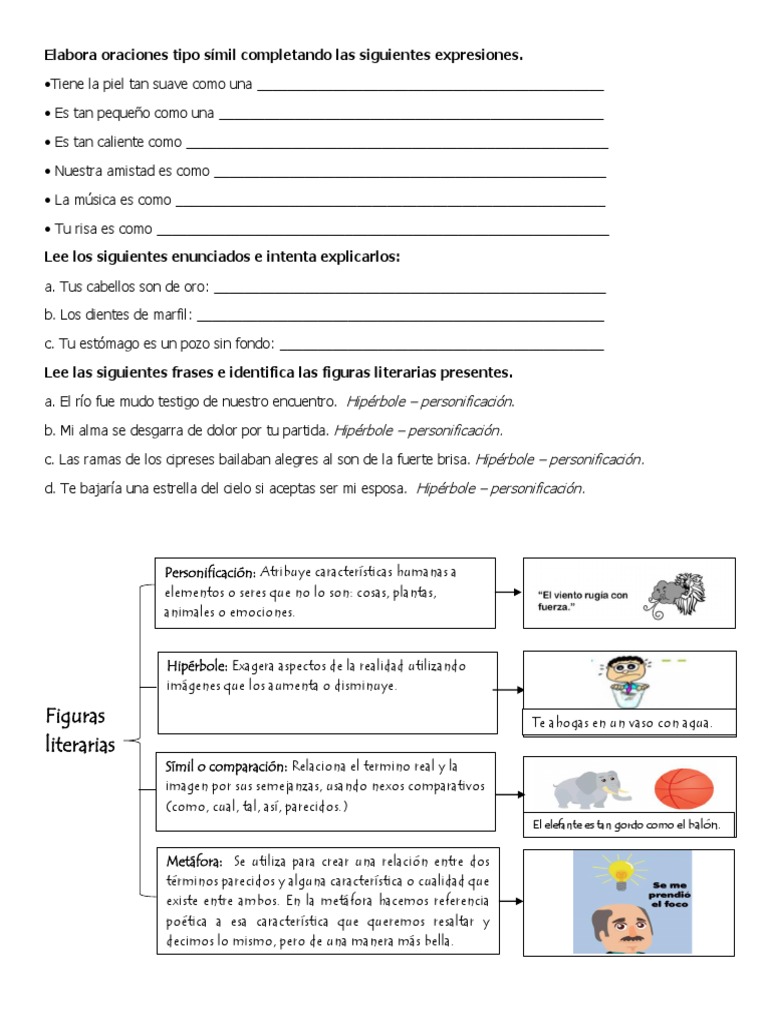 Elabora Oraciones Tipo Símil Completando Las Siguientes Expresiones | PDF