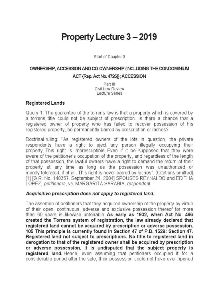 Property Lecture 3 Pdf Indemnity Concurrent Estate