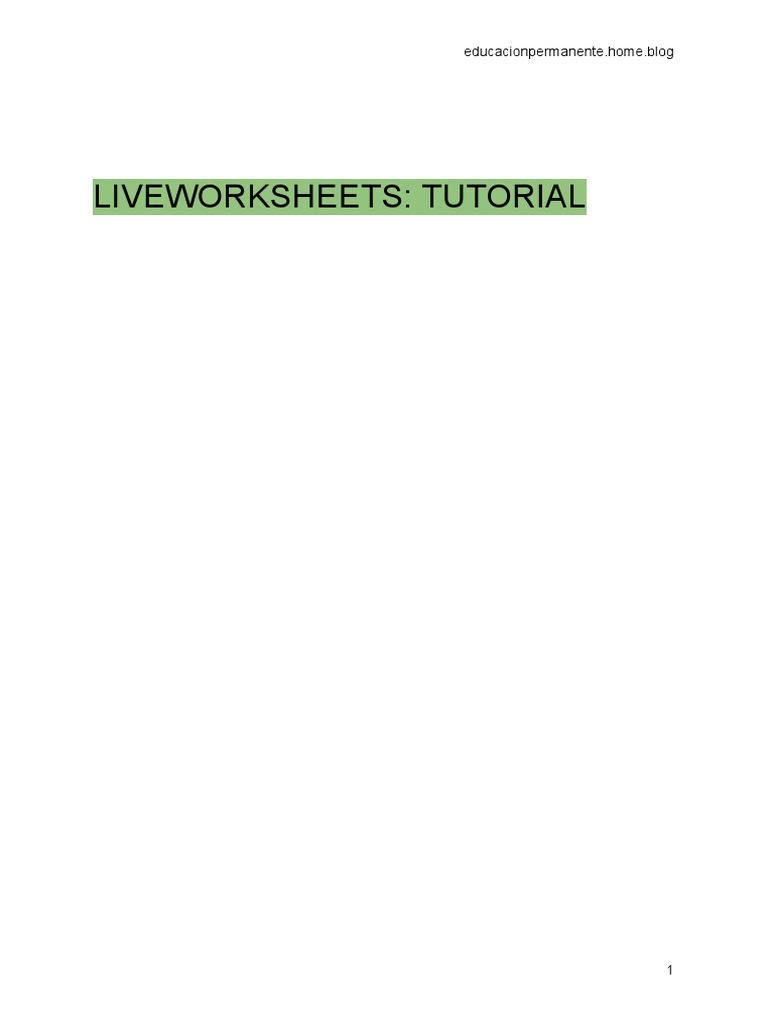 Tutorial de Liveworksheets para Docentes | PDF | Blog | Contraseña