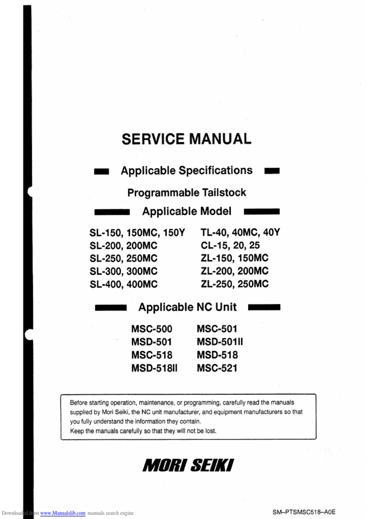 Mori Seiki SL Series Service Manual | PDF | Components | Computing