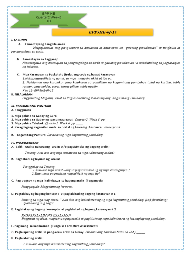 Grade 5 PPT - EPP-HE - Q2 - W6 | PDF