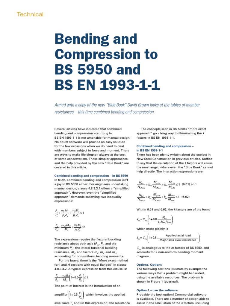 Bending and Compression To BS 5950 and BS en 1993-1-1 | PDF | Buckling ...
