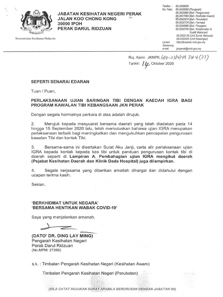 Perlaksanaan Unjian Saringan Tibi Dengan Kaedah Igra Bagi Program ...