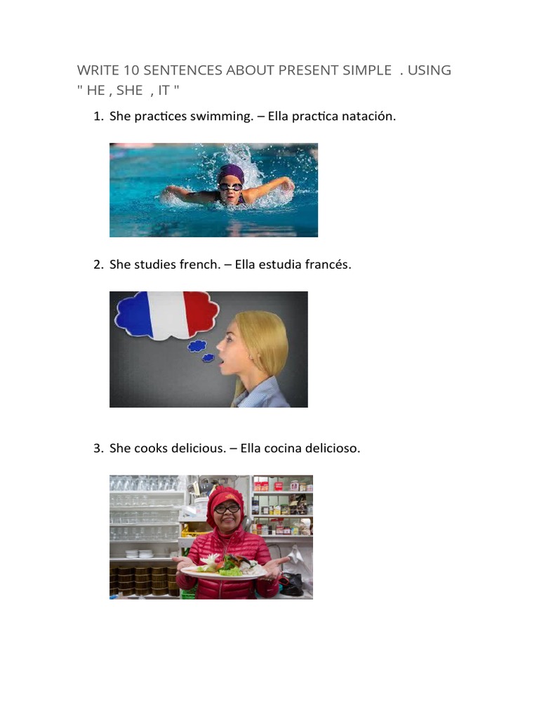 Write 10 Sentences About Present Simple | PDF