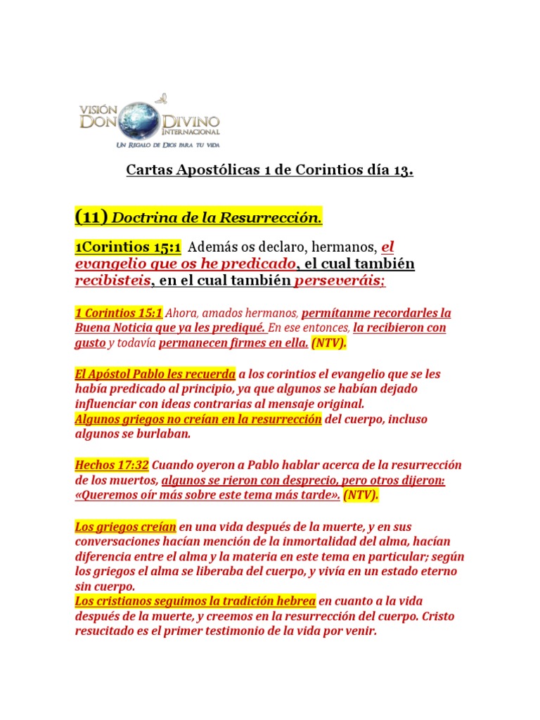 1 de Corintios | PDF | La resurrección de Jesús | Jesús