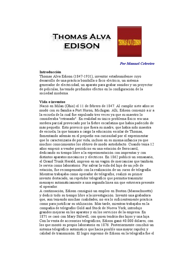 Tomas Edison 2 | PDF | Thomas Edison | Telegrafía