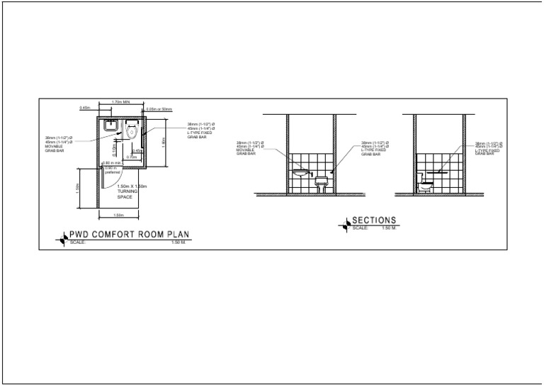 PWD Comfort Room Plan and Details | PDF