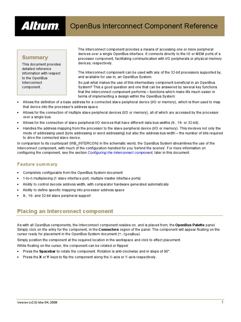 TR0170 OpenBus Interconnect Component Reference | PDF | Central Processing Unit | Input/Output