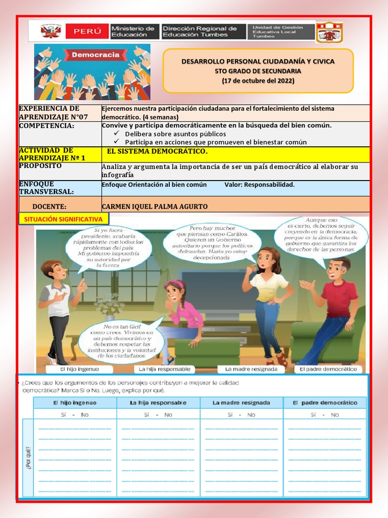 Sesion 1 DPCC 4to Bim 5to | PDF | Democracia | Ideologías políticas